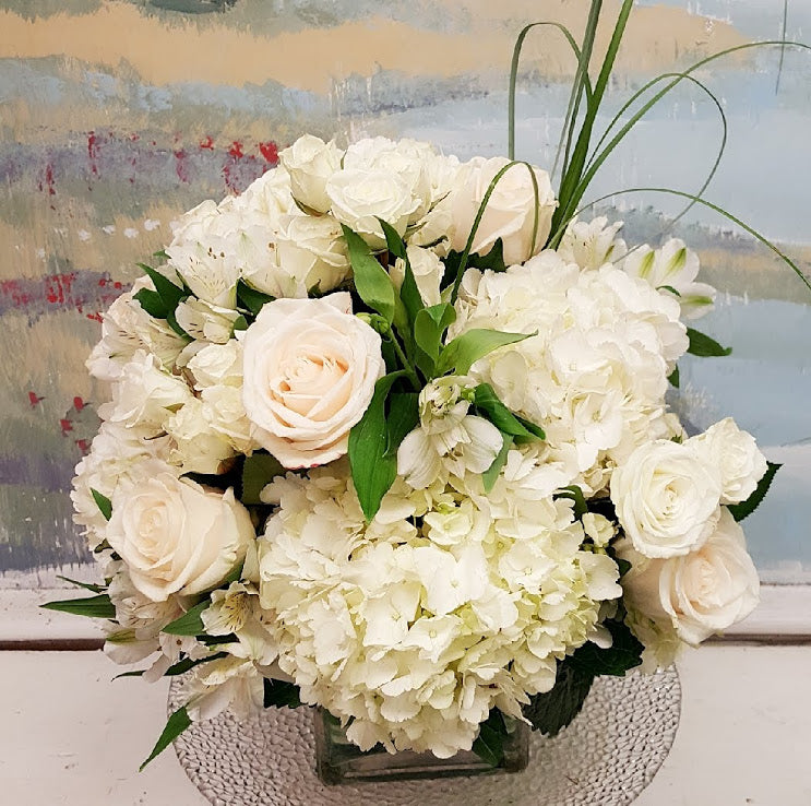 Spring White Cube Arrangement – LEIBY'S FLOWER SHOP
